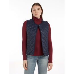 Steppweste Tommy Hilfiger, Damen, Gr. M (38), blau (desert sky), Obermaterial: 100% Polyamid. Futter: 100% Polyamid. Wattierung: 90% Daunen, 10% Federn, regular fit, Rundhals, Westen Steppweste, mit Logostickerei