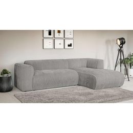 Home Affaire Ecksofa »MERID L-Form (257 cm), zeitlos & stilvolles Design, « Aufwendig gepolstert, in Cord, Chenille und Struktur hellgrau