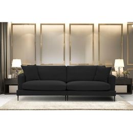 Home Affaire Big-Sofa &raquo;Cozy elegantes Designsofa, Ma&szlig;e B/T/H: 252/97/80 cm&laquo; mit losen Kissen und Metallbeinen schwarz Samtoptik (100% Polyester);