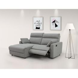 OTTO HOME Ecksofa »JENNA, L-Form, 209cm, manuelle u. elektrische Funktion, mit USB A/C, « Liegefunktion 105°-150°, Federkern, Struktur fein hellgrau