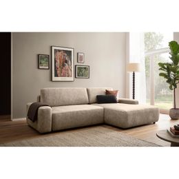 Home Affaire Ecksofa »TORGE (264cm), Schlafsofa in Cord, Samtvelours o Struktur fein, L-Form« Schlaffunktion, Bettkasten, Liegefläche: 125/210 cm...