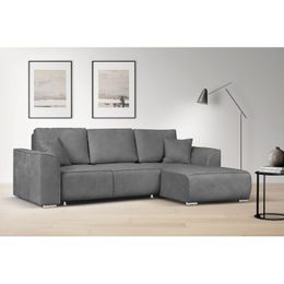 OTTO HOME Ecksofa »BEATRICE optionale Schlafsofa mit Bettkasten, B/T/H: 265/170/86 cm« L-Form, wahlweise auch mit Bettfunktion und Bettkasten hellgrau