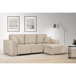 OTTO HOME Ecksofa »BEATRICE optionale Schlafsofa mit Bettkasten, B/T/H: 265/170/86 cm« L-Form, wahlweise auch mit Bettfunktion und Bettkasten creme
