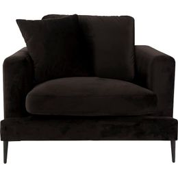 Home Affaire Sessel »Cozy Loungesessel, Designersessel, Maße B/T/H: 91/97/80 cm« mit Metallbeinen und Zierkissen espresso