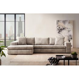 Home Affaire Ecksofa &raquo;SLEETLAND XXL in Samtvelours oder Vintage-Leder-Optik, L-Form,&laquo; besonders gro&szlig; und bequem grau