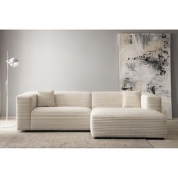 Home Affaire Ecksofa »BAKELS, L-Form in Cord oder Boucle-Stoff, moderne Couch« wahlweise Recamiere rechts/links, bequemer Sitzkomfort hellbeige