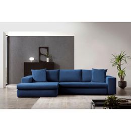 Home Affaire Ecksofa »SLEETLAND XXL in Samtvelours oder Vintage-Leder-Optik, L-Form, « besonders groß und bequem Navy blue