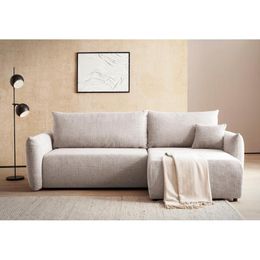 Home Affaire Ecksofa »MAVAS Schlafsofa mit Bettkasten, L-Form, « ca.257/127cm (Liegefläche 212/145 cm), Cord, Chenille, Struktur Greige
