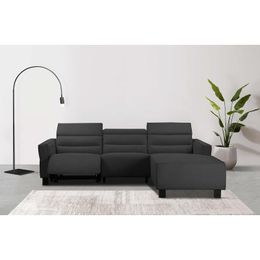 Home Affaire Ecksofa »Carpari, L-Form, 263 cm, manuelle o. elektrische Relaxfunktion, « USB A/C und Kopfteilverstellung anthrazit