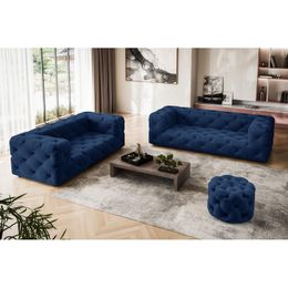 Home Affaire 2-Sitzer &raquo;FOLLINA&laquo; 2-Sitzer Sofa mit klassischer Chesterfield-Knopfheftung blau 100% Polyester