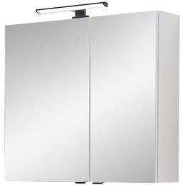 SAPHIR Badezimmerspiegelschrank »Quickset 500, 2 Türen, 67cm breit, LED-Aufsatzleuchte« Weiß matt