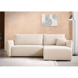 Home Affaire Ecksofa »MAVAS Schlafsofa mit Bettkasten, L-Form, « ca.257/127cm (Liegefläche 212/145 cm), Cord, Chenille, Struktur Beige