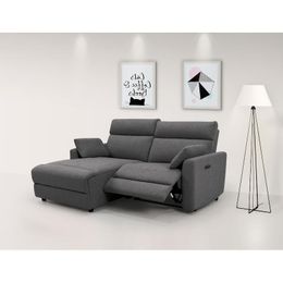 OTTO HOME Ecksofa »JENNA, L-Form, 209cm, manuelle u. elektrische Funktion, mit USB A/C, « Liegefunktion 105°-150°, Federkern, Struktur fein anthrazit
