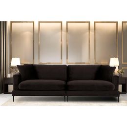 Home Affaire Big-Sofa »Cozy elegantes Designsofa, Maße B/T/H: 252/97/80 cm« mit losen Kissen und Metallbeinen espresso