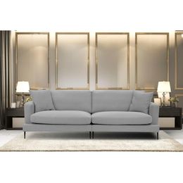 Home Affaire Big-Sofa &raquo;Cozy elegantes Designsofa, Ma&szlig;e B/T/H: 252/97/80 cm&laquo; mit losen Kissen und Metallbeinen grau Samtoptik (100% Polyester);Struktur