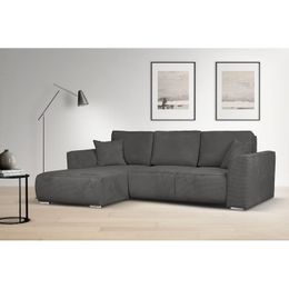OTTO HOME Ecksofa »BEATRICE optionale Schlafsofa mit Bettkasten, B/T/H: 265/170/86 cm« L-Form, wahlweise auch mit Bettfunktion und Bettkasten grau