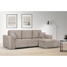 OTTO HOME Ecksofa »BEATRICE optionale Schlafsofa mit Bettkasten, B/T/H: 265/170/86 cm« L-Form, wahlweise auch mit Bettfunktion und Bettkasten taupe