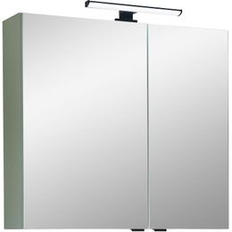 SAPHIR Badezimmerspiegelschrank »Quickset 500, 2 Türen, 67cm breit, LED-Aufsatzleuchte« Salbei Nachbildung Salbei