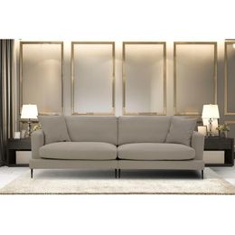 Home Affaire Big-Sofa &raquo;Cozy elegantes Designsofa, Ma&szlig;e B/T/H: 252/97/80 cm&laquo; mit losen Kissen und Metallbeinen beige Samtoptik (100% Polyester);