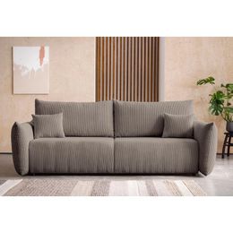 Home Affaire 3-Sitzer »MAVAS Schlafsofa mit Bettkasten« ca.240/108cm (Liegefläche 212/145 cm), Cord, Chenille, Struktur Grau