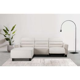 Home Affaire Ecksofa »Carpari, L-Form, 263 cm, manuelle o. elektrische Relaxfunktion, « USB A/C und Kopfteilverstellung creme