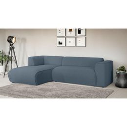 Home Affaire Ecksofa »MERID L-Form (257 cm), zeitlos & stilvolles Design, « Aufwendig gepolstert, in Cord, Chenille und Struktur dunkelblau