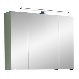 SAPHIR Badezimmerspiegelschrank »Quickset 500, 3 Türen, 80cm breit, LED-Aufsatzleuchte« Salbei Nachbildung Salbei