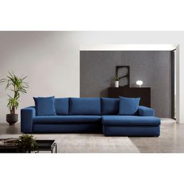 Home Affaire Ecksofa »SLEETLAND XXL in Samtvelours oder Vintage-Leder-Optik, L-Form, « besonders groß und bequem Navy blue