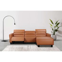 Home Affaire Ecksofa &raquo;Carpari, L-Form, 263 cm, manuelle o. elektrische Relaxfunktion, &laquo; USB A/C und Kopfteilverstellung cognac