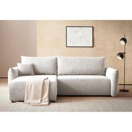Home Affaire Ecksofa »MAVAS Schlafsofa mit Bettkasten, L-Form, « ca.257/127cm (Liegefläche 212/145 cm), Cord, Chenille, Struktur Fog