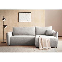 Home Affaire Ecksofa »MAVAS Schlafsofa mit Bettkasten, L-Form, « ca.257/127cm (Liegefläche 212/145 cm), Cord, Chenille, Struktur Cement