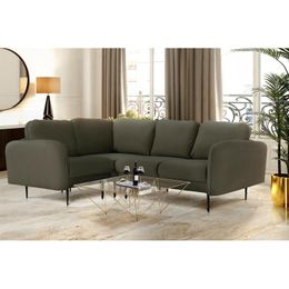 Home Affaire Ecksofa »Skidi L-Form« mit losen Rückenkissen und Keder oben auf der Armlehne grau Korpus/Basismaterial: 100% Polyester. Sitzfläche:...