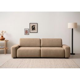 Home Affaire 3-Sitzer &raquo;TORGE (257cm), Sofa,Schlafsofa in Cord, Samtvelours, Struktur fein&laquo; rundes Design, Schlaffunktion u. Bettkasten, Liegefl&auml;che: 