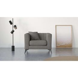 Home Affaire Sessel &raquo;MATTHEW Loungesessel, Ma&szlig;e B/T/H: 99/86/74 cm&laquo; incl. 1 Zierkissen, Steppung im R&uuml;ckenbereich grau 100% Polyester