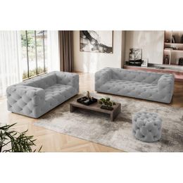 Home Affaire 2-Sitzer »FOLLINA« 2-Sitzer Sofa mit klassischer Chesterfield-Knopfheftung grau