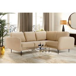 Home Affaire Ecksofa &raquo;Skidi L-Form&laquo; mit losen R&uuml;ckenkissen und Keder oben auf der Armlehne beige Korpus/Basismaterial: 100% Polyester. Sitzfl&auml;che: 100