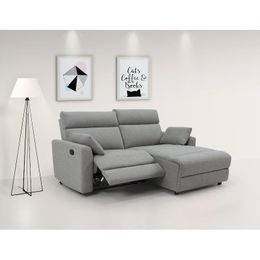 OTTO HOME Ecksofa »JENNA, L-Form, 209cm, manuelle u. elektrische Funktion, mit USB A/C, « Liegefunktion 105°-150°, Federkern, Struktur fein hellgrau