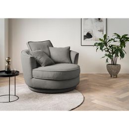 Home Affaire Drehsessel &raquo;MAISIE, Love Seat XXL, Lese-Sessel BIG-&laquo; Sessel in MEGA CORD u. Web-Velours, 360 Grad drehbar Mittelgrau