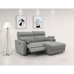 OTTO HOME Ecksofa »JENNA, L-Form, 209cm, manuelle u. elektrische Funktion, mit USB A/C, « Liegefunktion 105°-150°, Federkern, Struktur fein hellgrau