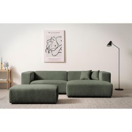 Home Affaire Polsterecke »BAKELS, Ecksofa-Set mit Hocker, L-Form mit Schlaffunktion« Ecksofa-Set (incl. Hocker) im trendigen Megacord grün