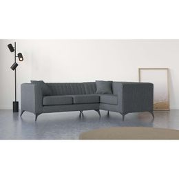 Home Affaire Ecksofa &raquo;MATTHEW L-Form ideal f&uuml;r kleine R&auml;ume, Ma&szlig;e B/T/H: 240/167/74 cm&laquo; elegantes Designsofa, Steppung im R&uuml;cken, incl. Zierkissen 
