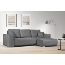 OTTO HOME Ecksofa »BEATRICE optionale Schlafsofa mit Bettkasten, B/T/H: 265/170/86 cm« L-Form, wahlweise auch mit Bettfunktion und Bettkasten hellgrau