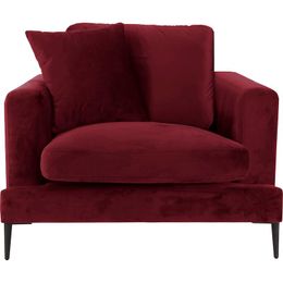 Home Affaire Sessel »Cozy Loungesessel, Designersessel, Maße B/T/H: 91/97/80 cm« mit Metallbeinen und Zierkissen rot