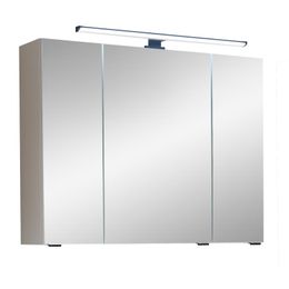 SAPHIR Badezimmerspiegelschrank »Quickset 500, 3 Türen, 80cm breit, LED-Aufsatzleuchte« Kaschmir