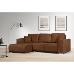 OTTO HOME Ecksofa »BEATRICE optionale Schlafsofa mit Bettkasten, B/T/H: 265/170/86 cm« L-Form, wahlweise auch mit Bettfunktion und Bettkasten cognac