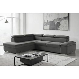 Sit & More sit&more Ecksofa &raquo;Valentine L-Form, B: 272 cm&laquo; mit Arm- & Kopfteilverstellung, optional mit Bettfunktion grau 100% Polyester;Luxus-Kunstleder/Struktur