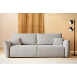 Home Affaire 3-Sitzer »MAVAS Schlafsofa mit Bettkasten« ca.240/108cm (Liegefläche 212/145 cm), Cord, Chenille, Struktur Hellgrau