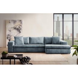 Home Affaire Ecksofa »SLEETLAND XXL in Samtvelours oder Vintage-Leder-Optik, L-Form, « besonders groß und bequem Blau