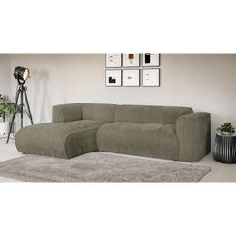 Home Affaire Ecksofa »MERID L-Form (257 cm), zeitlos & stilvolles Design, « Aufwendig gepolstert, in Cord, Chenille und Struktur grün