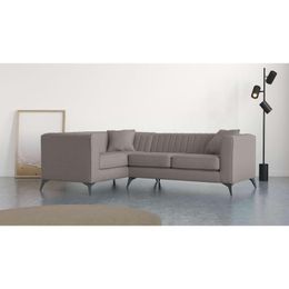 Home Affaire Ecksofa &raquo;MATTHEW L-Form ideal f&uuml;r kleine R&auml;ume, Ma&szlig;e B/T/H: 240/167/74 cm&laquo; elegantes Designsofa, Steppung im R&uuml;cken, incl. Zierkissen 